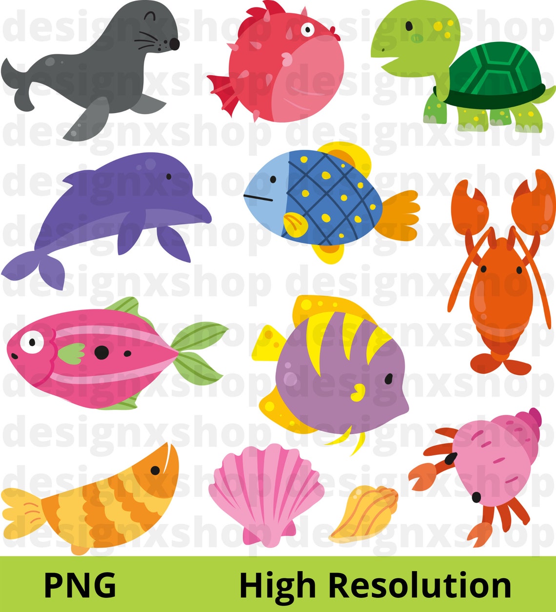 Sea Animals Clipart, Sea Life Clipart, Ocean Animal Clipart, Sea ...