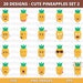 Pineapple Clipart, Cute Pineapples Characters, Kawaii Clipart, Summer ...