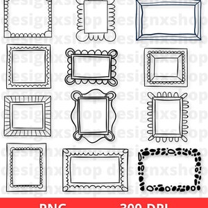 Digital Frames Clipart, Doodle Frames Clipart, Hand Drawn Frames ...
