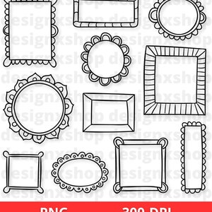 Digital Frames Clipart, Doodle Frames Clipart, Hand Drawn Frames ...