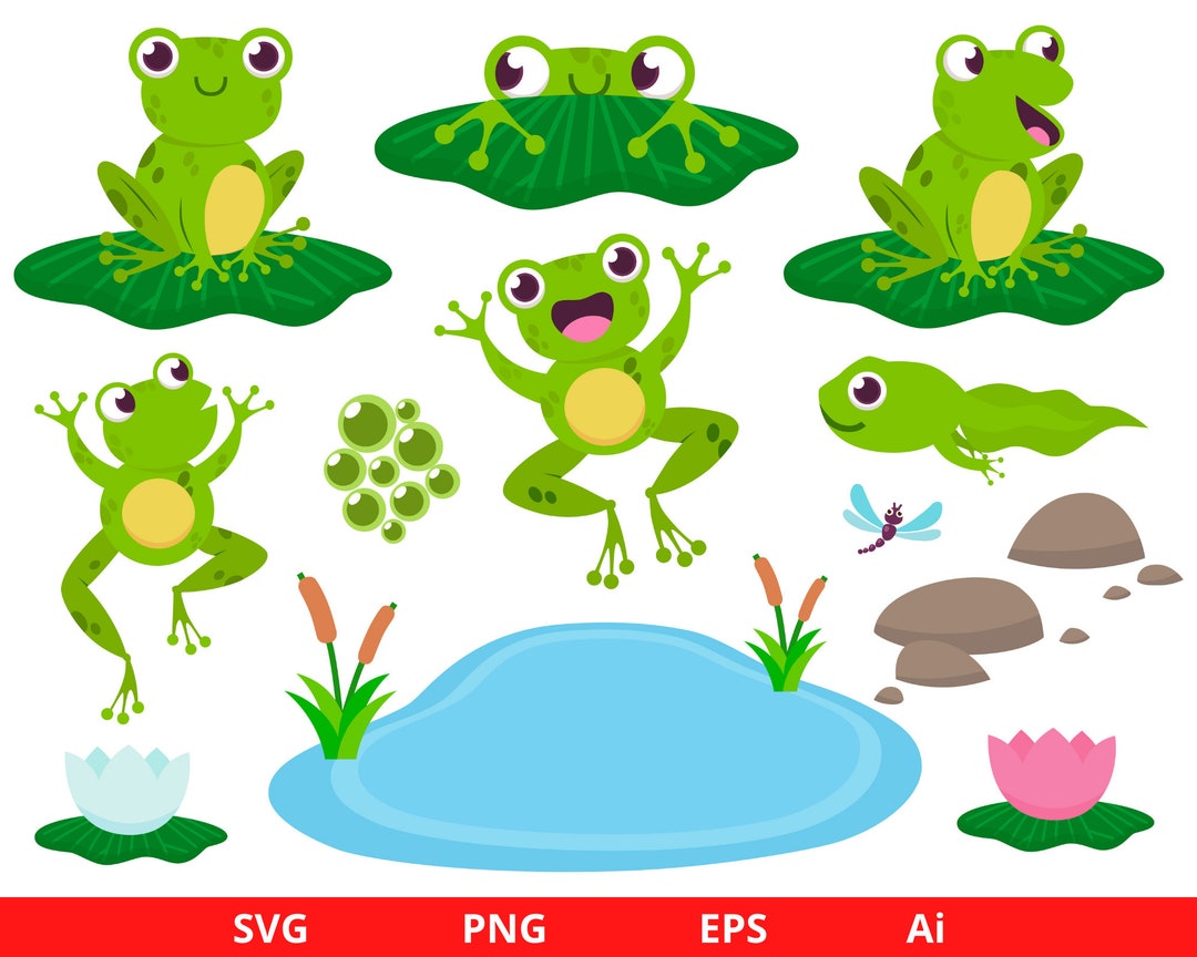 Frogs Clipart Pond Clipart Lilypads Clipart Summer Clipart - Etsy UK