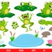 Frogs Clipart, Pond Clipart, Lilypads Clipart, Summer Clipart ...
