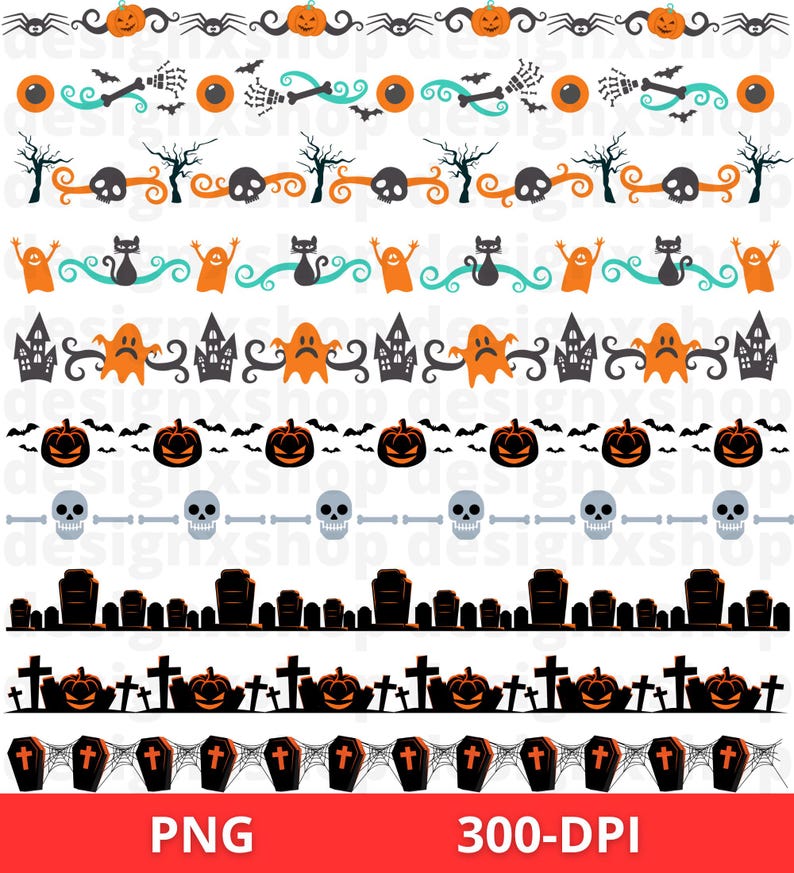 Halloween Borders Clipart, Halloween Borders SVG, Halloween Digital ...