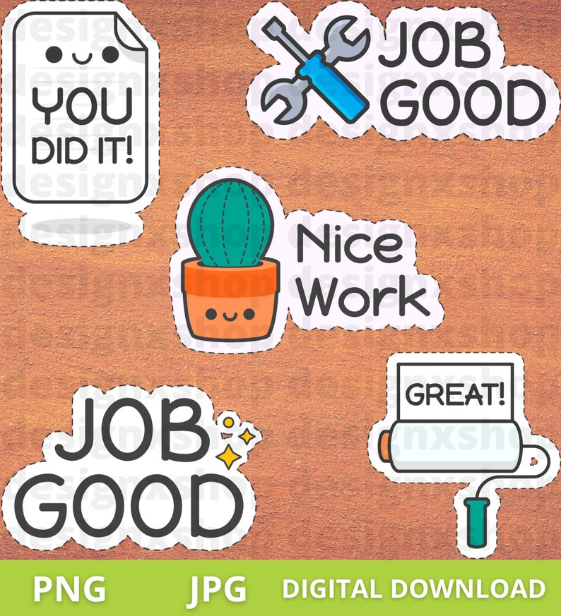 Great Job Motivational Stickers, Reward Stickers Clipart, Good Job ...