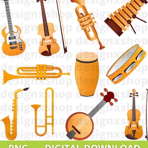 Musical Instruments Clipart | Music Bundle | Guitar | Violin | Drums ...