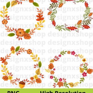 Autumn Wreath Clipart | Fall Wreath Clipart | Fall Floral Wreath ...