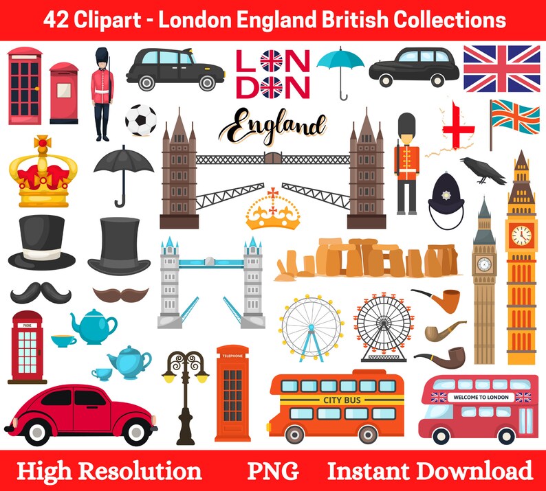 London Clipart England Clipart British Clipart Travel | Etsy