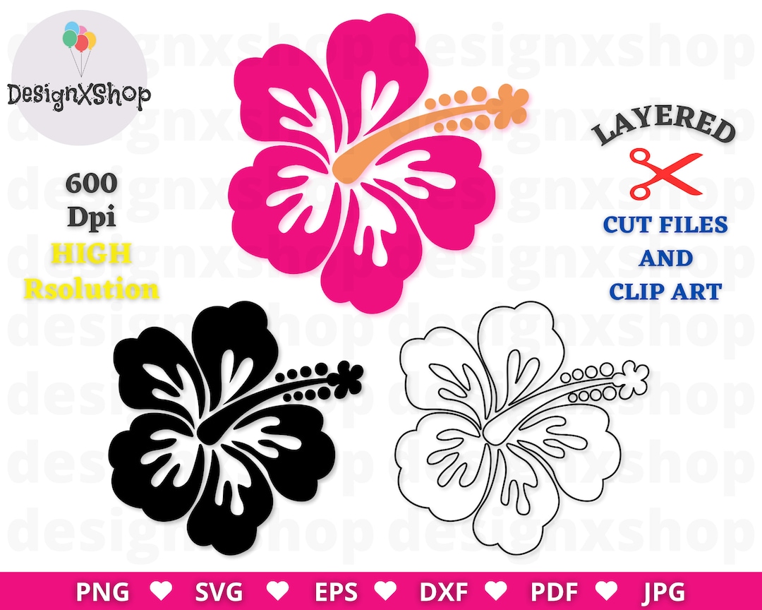 Hibiscus Svg, Hibiscus Flower Svg, Hibiscus Clipart, Hawaiian Flower ...
