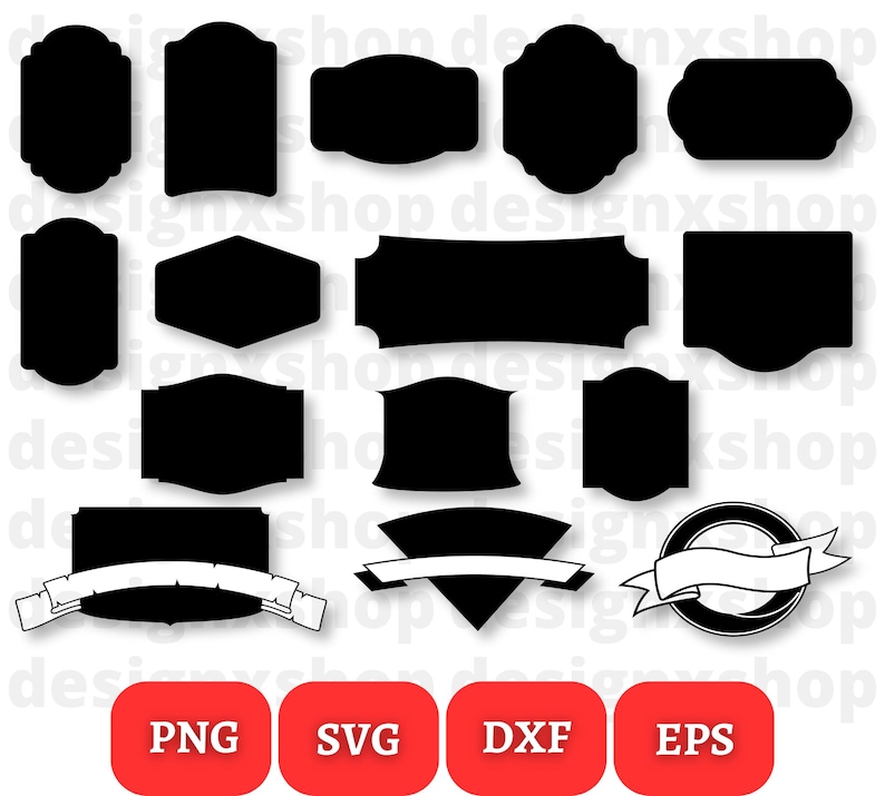 Étiquette Svg, Svg de bannière, formes, Svg d'étiquette, lot de forme ...