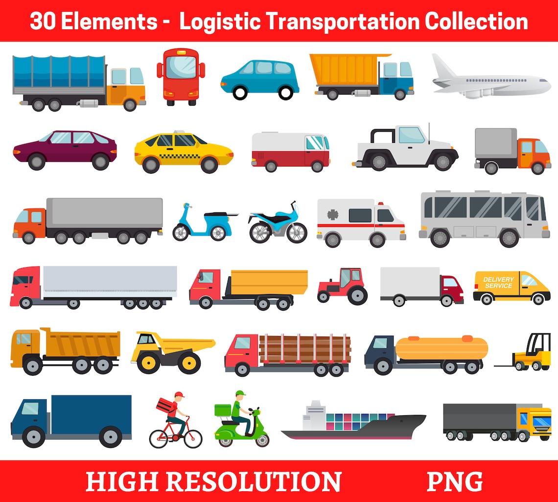 Logistic Vehicles Clipart Delivery Clipart Transportation - Etsy