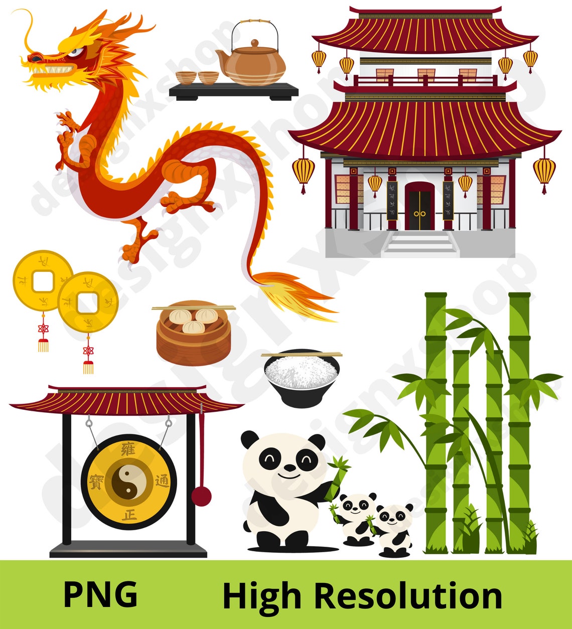 China Clipart Chinese Clipart Asian Clipart China Culture - Etsy