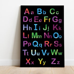 Alphabet Print, Alphabet Poster, Watercolor Alphabet, Rainbow Alphabet ...