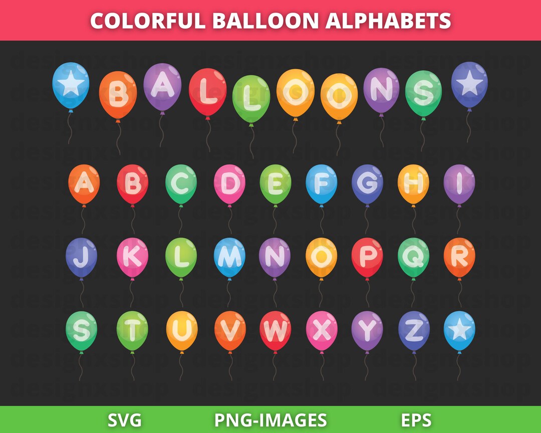 Balloon Alphabet Clipart, Alphabet Clipart, Balloon Alphabet, Birthday ...