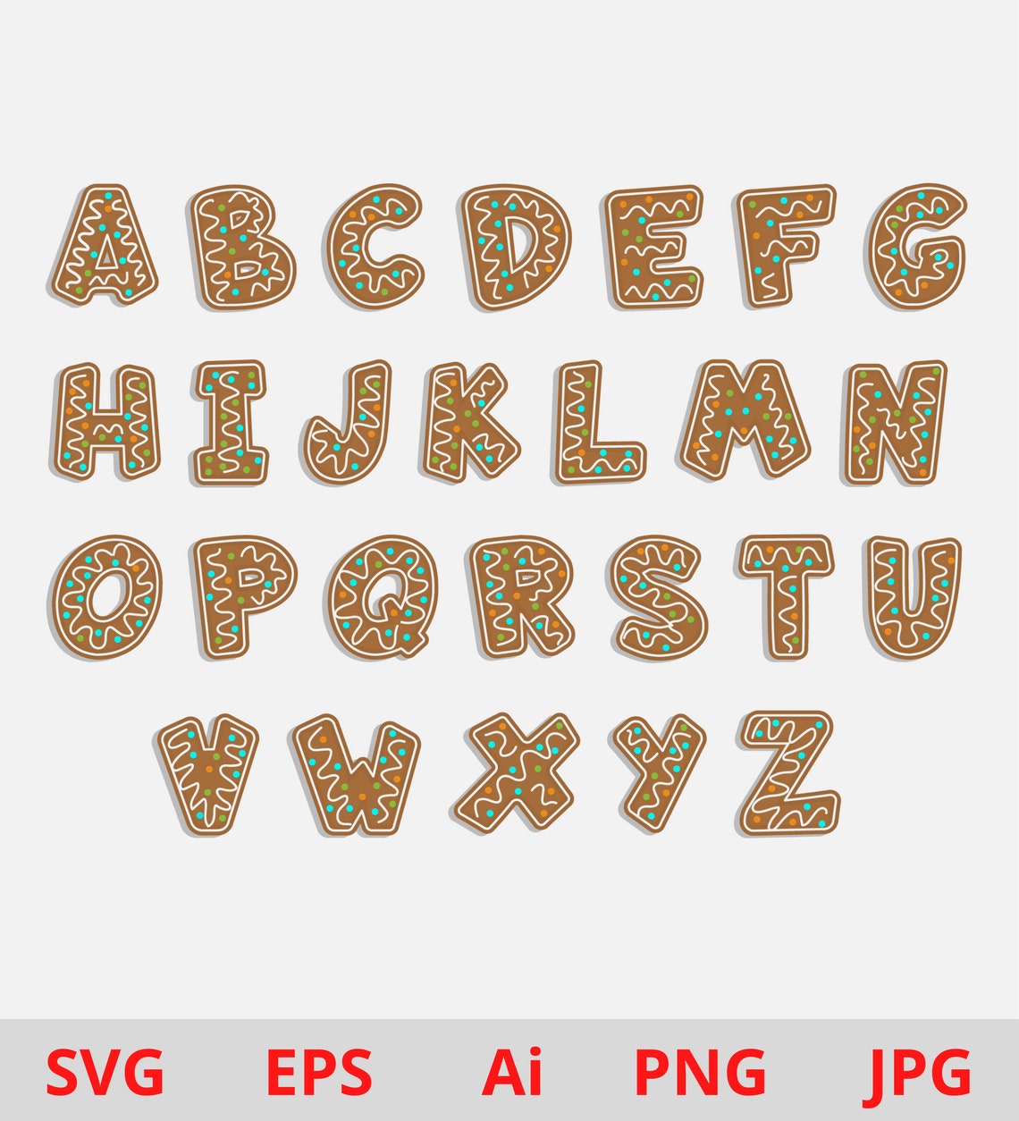 Printable Digital Alphabet Letters Gingerbread Alphabets | Etsy Canada