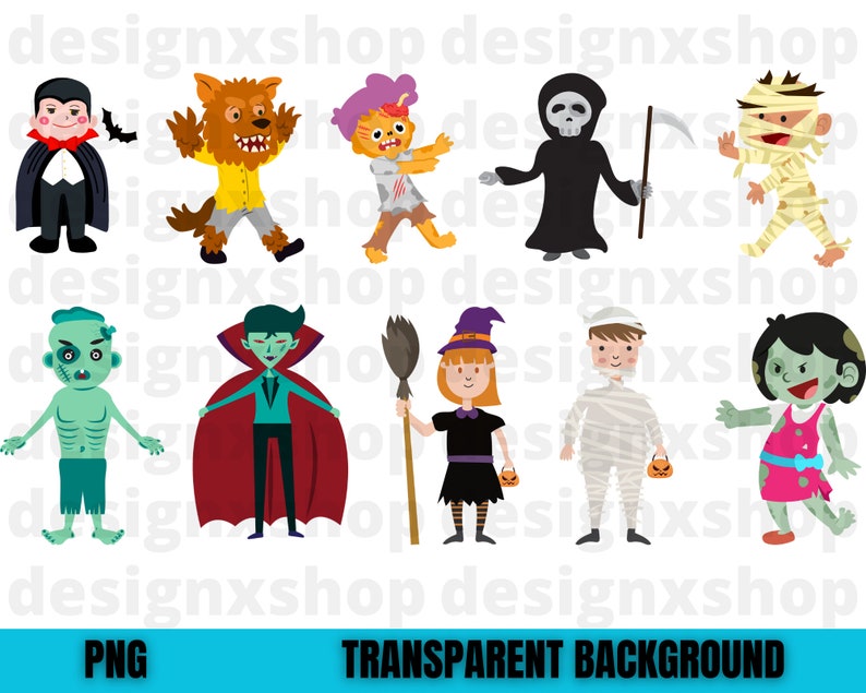 Halloween Kids Costume Clipart | Halloween Character Svg Bundle ...