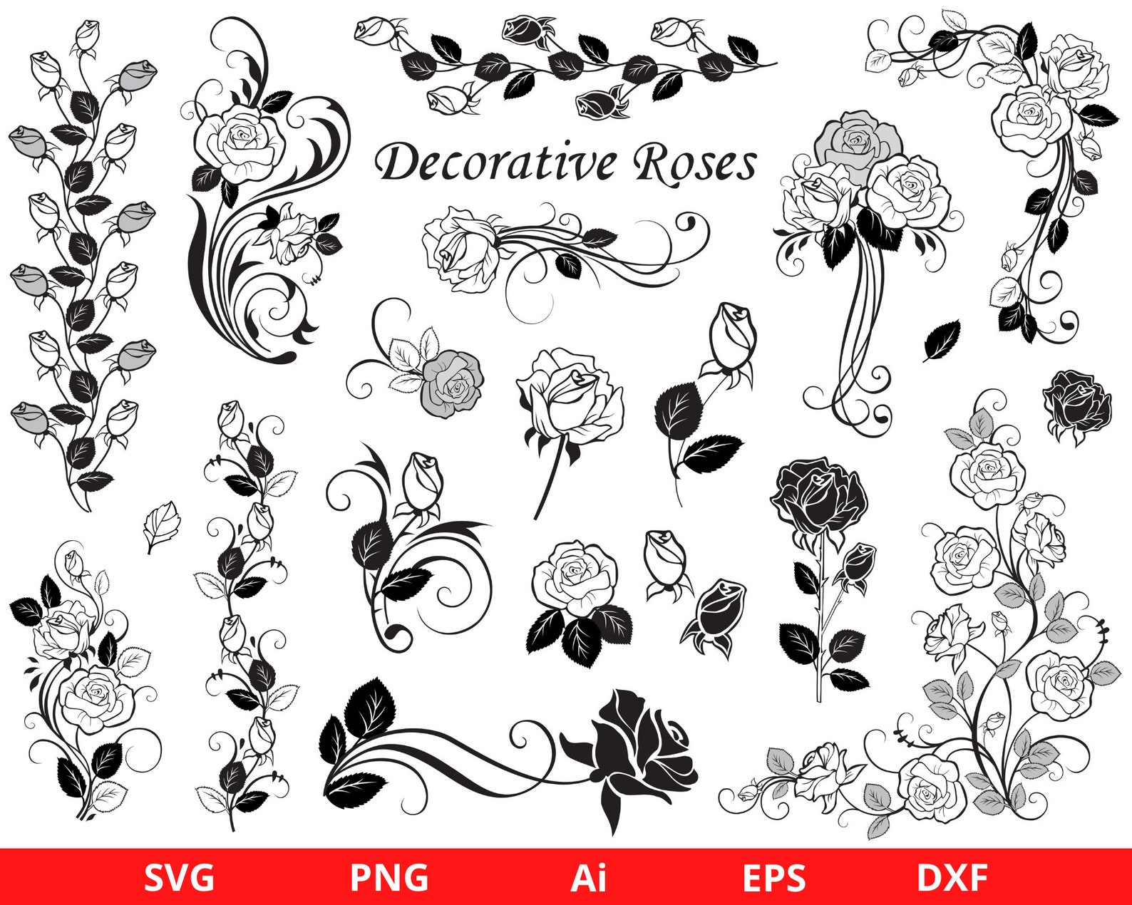 ROSE SVG Bundle ROSES Svg Bundle Rose Clipart Bundle Rose - Etsy
