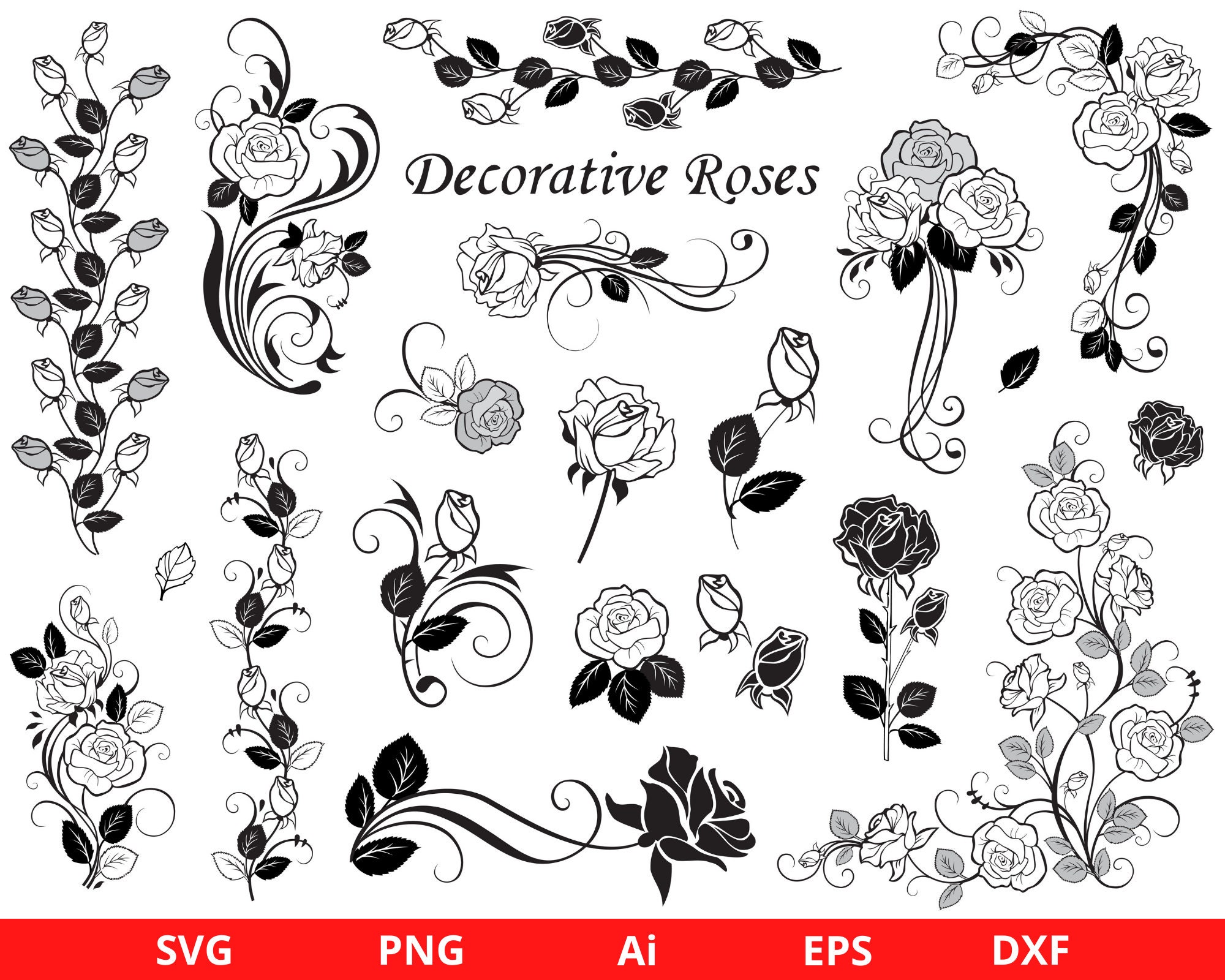 ROSE SVG Bundle ROSES Svg Bundle Rose Clipart Bundle Rose - Etsy