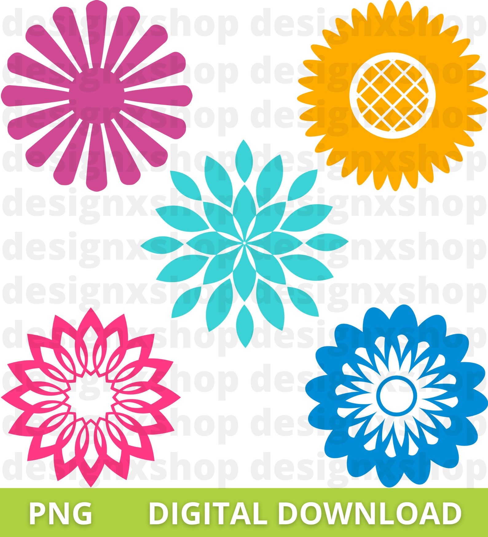 Cute Flower Svg Bundle, Flat Flowers Clipart, Gardening Flower Svg ...