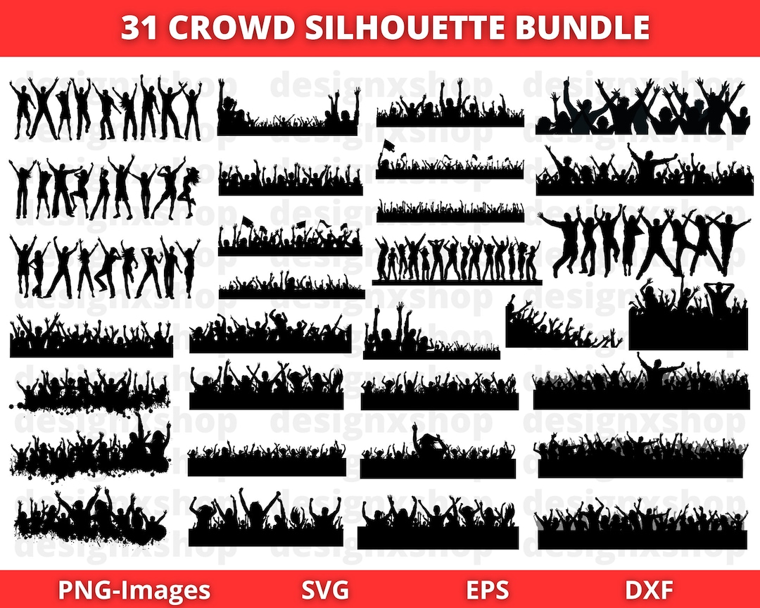 Cheering Crowd Svg | People Human Groups Svg | People Party Silhouette ...