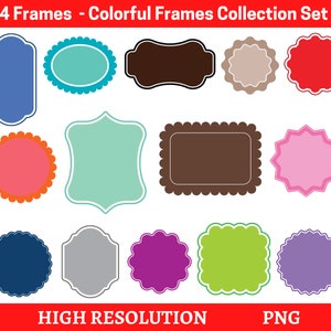 Frames Clipart, Colorful Frames, Labels, Tags, Rainbow Borders, Banners ...