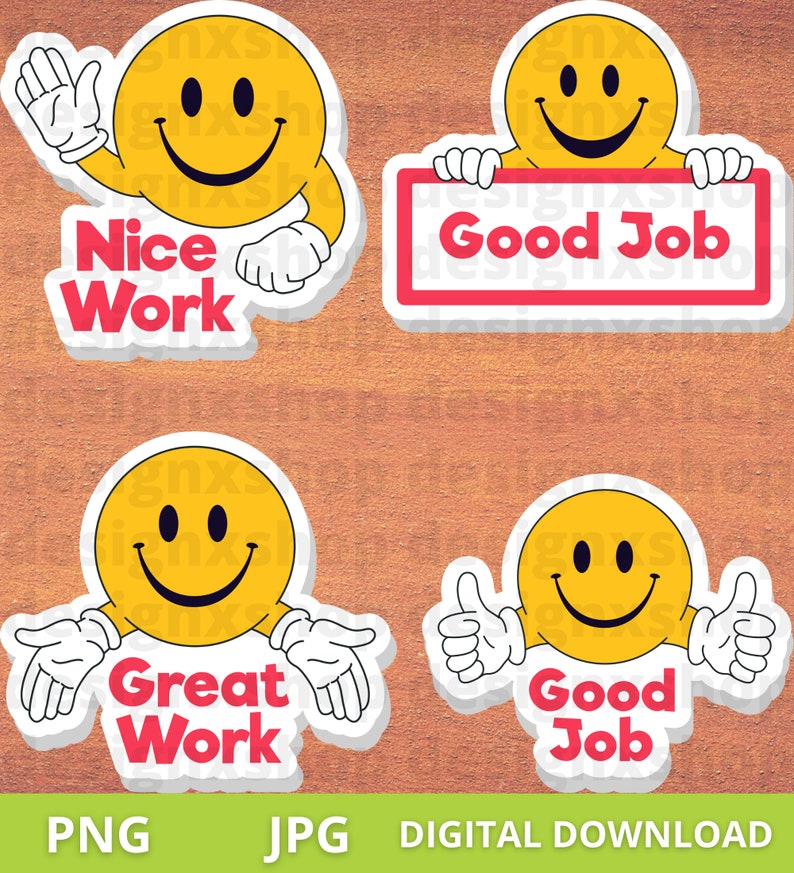 Great Job Reward Stickers, Emoji Stickers Clipart, Good Job Reward ...