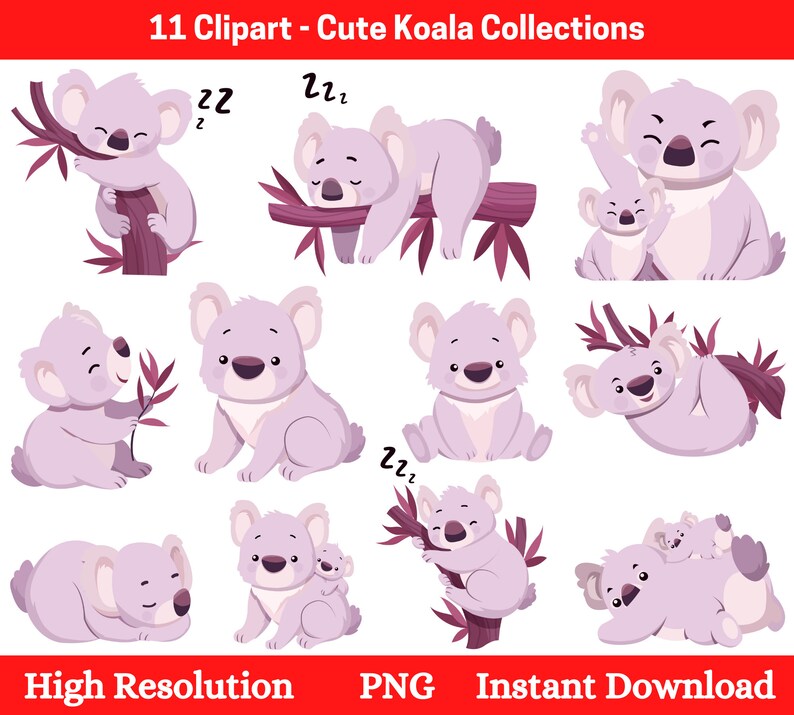 Cute Koala Clipart Koala Bear Clipart KOALA Clipart Animals - Etsy