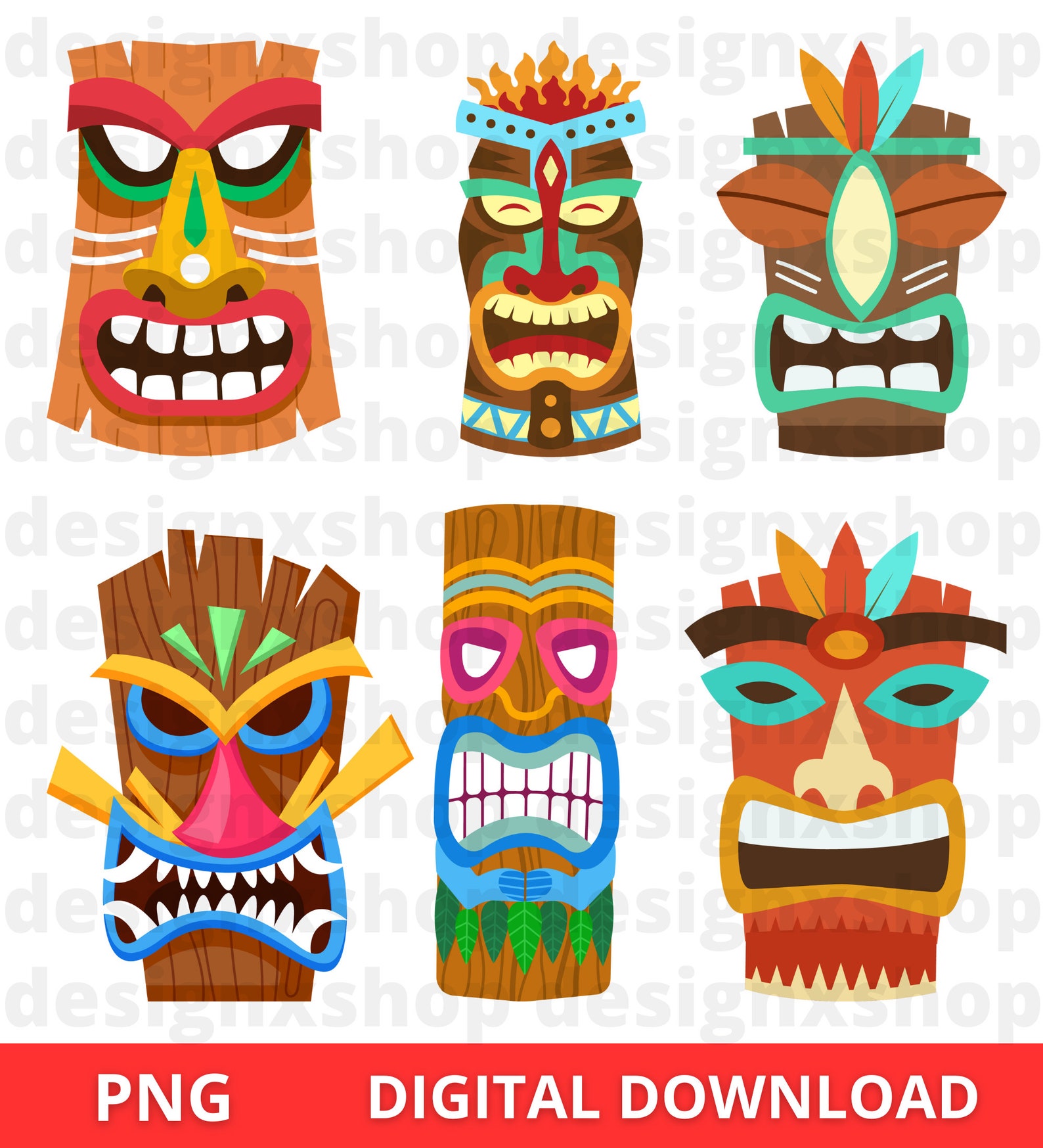 Luau Clipart, Tropical Luau Clipart, Hawaiian Luau Clipart, Tiki ...