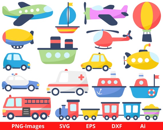 Kids Transportation Clipart Transportation Clipart Kids - Etsy