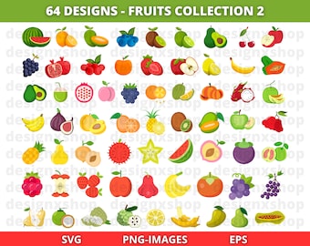 Fruits Clipart, Summer Fruits, Fruit SVG Bundle, Tropical Fruits ...