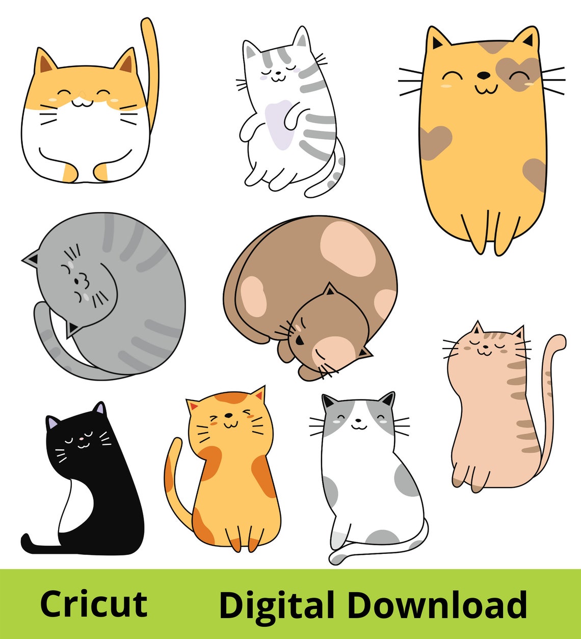 Cat SVG Cute Cat Clipart Kitty Cat Clipart Playful Cats | Etsy