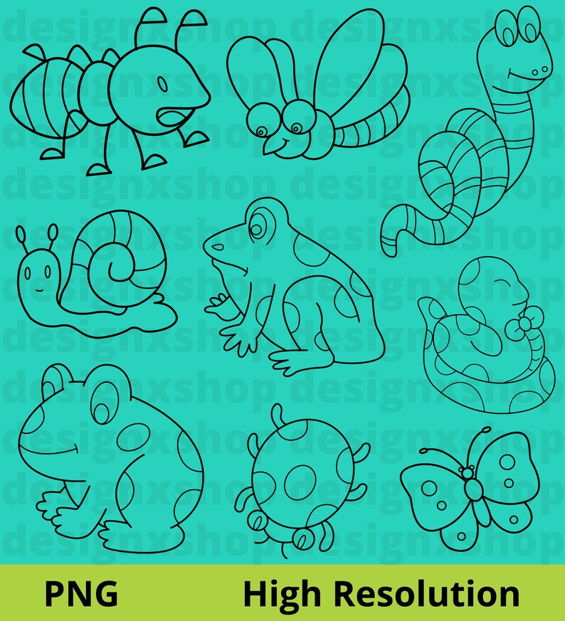 Bugs Outline Clipart Insects Svg Silhouette Cute Bugs - Etsy