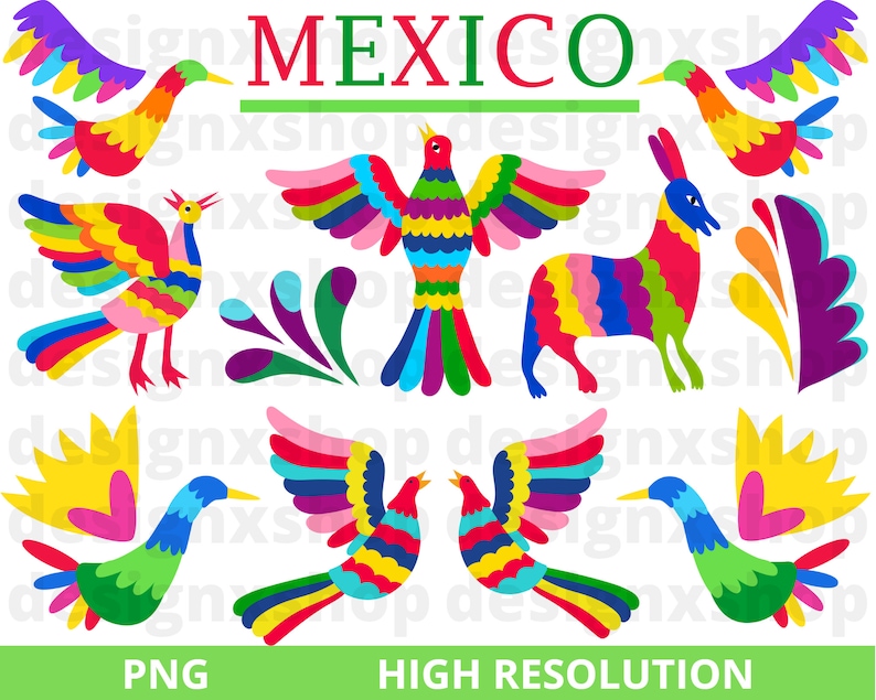 Mexican Otomi Clipart, Otomi Clipart, Mexico Clipart, Colorful Mexican ...