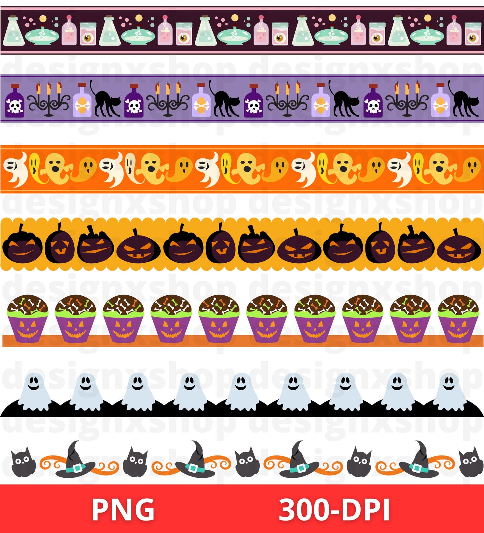 Halloween Borders Clipart, Halloween Borders SVG, Halloween Digital ...