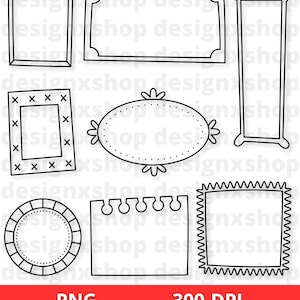 Digital Frames Clipart, Doodle Frames Clipart, Hand Drawn Frames ...
