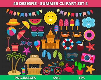 Summer Clipart, Beach Clipart, Tropical Fun Clipart, Season Clipart ...