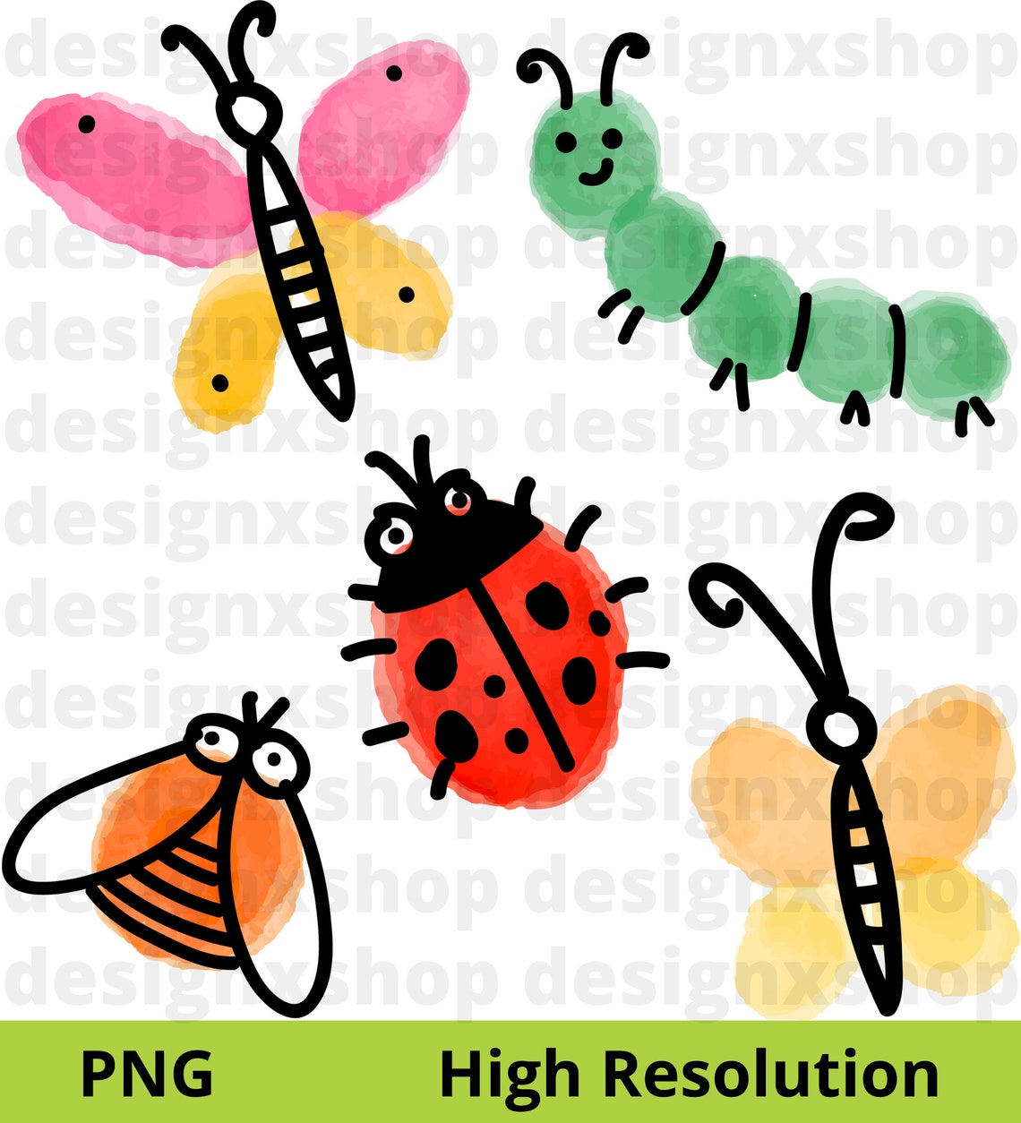 Insects Clipart Bugs Clipart Watercolor Insects Clipart | Etsy Ireland