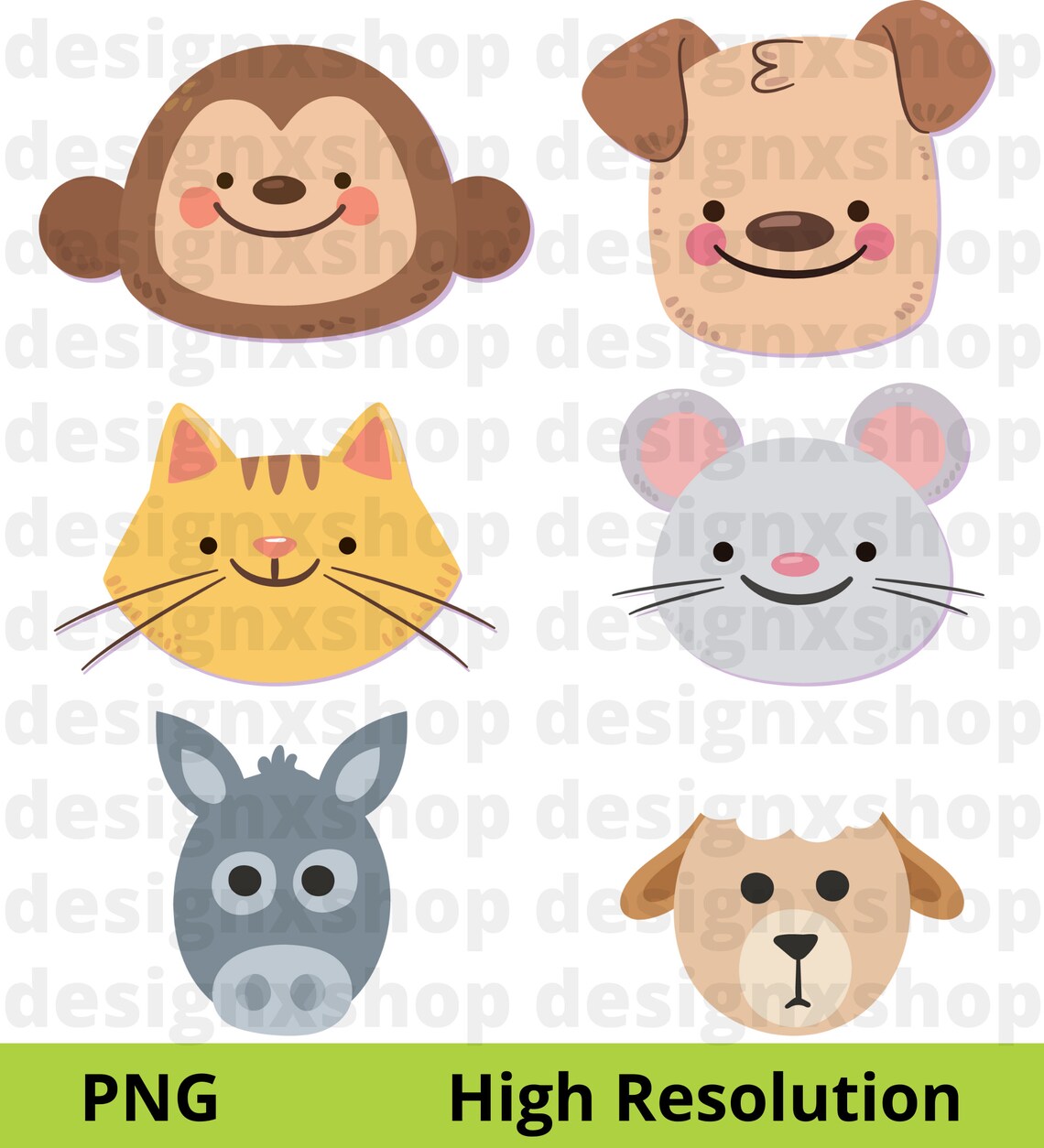 Animal Face Clipart Animal Face Svg Animal Clipart Baby - Etsy