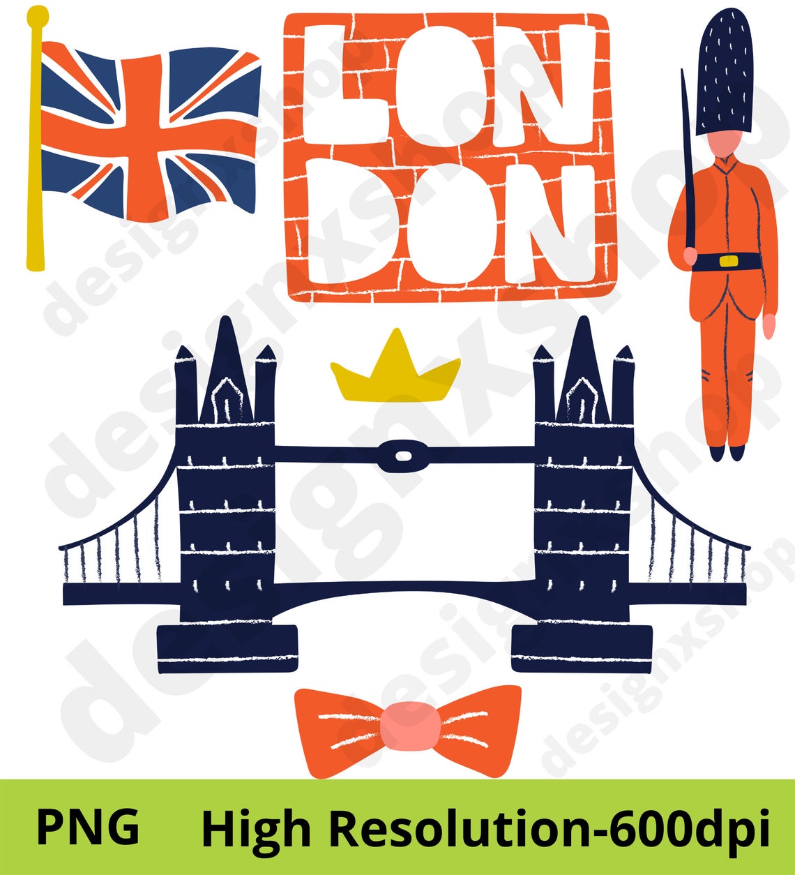 London Clipart England Clipart British Clipart Hand Draw - Etsy