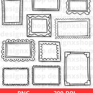 Digital Frames Clipart, Doodle Frames Clipart, Hand Drawn Frames ...
