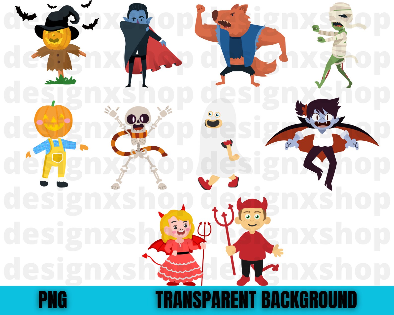 Halloween Kids Costume Clipart | Halloween Character Svg Bundle ...