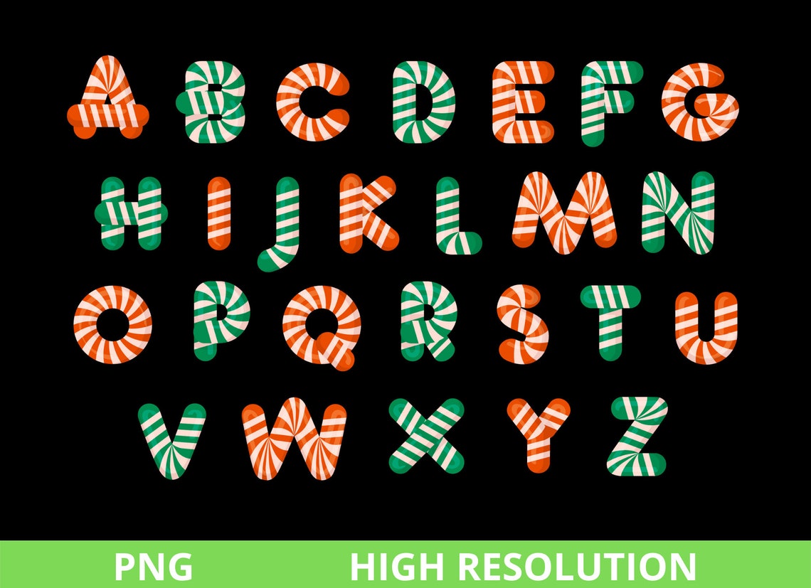 Christmas Alphabet Clipart Bundle Sublimation & Design Candy - Etsy