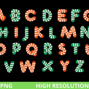 Christmas Alphabet Clipart Bundle, Sublimation & Design, Candy Cane ...