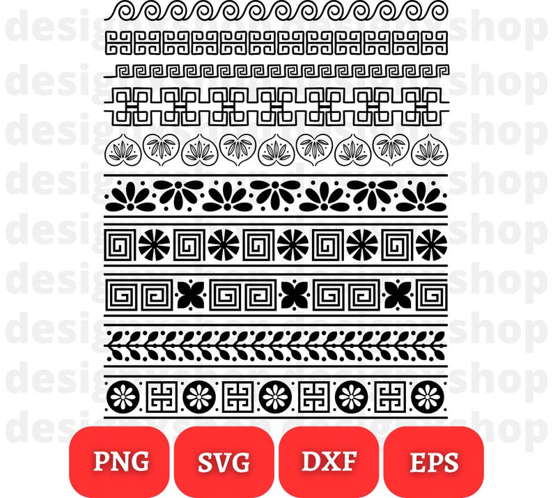 Greek Border SVG Bundle, Greek Key Frame SVG, Greek Pattern, Greek ...