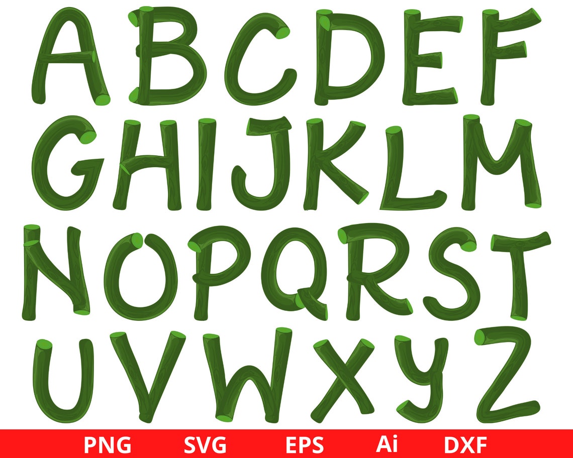 Green Wood Alphabet Clipart Forest Alphabet Clipart Alphabet | Etsy