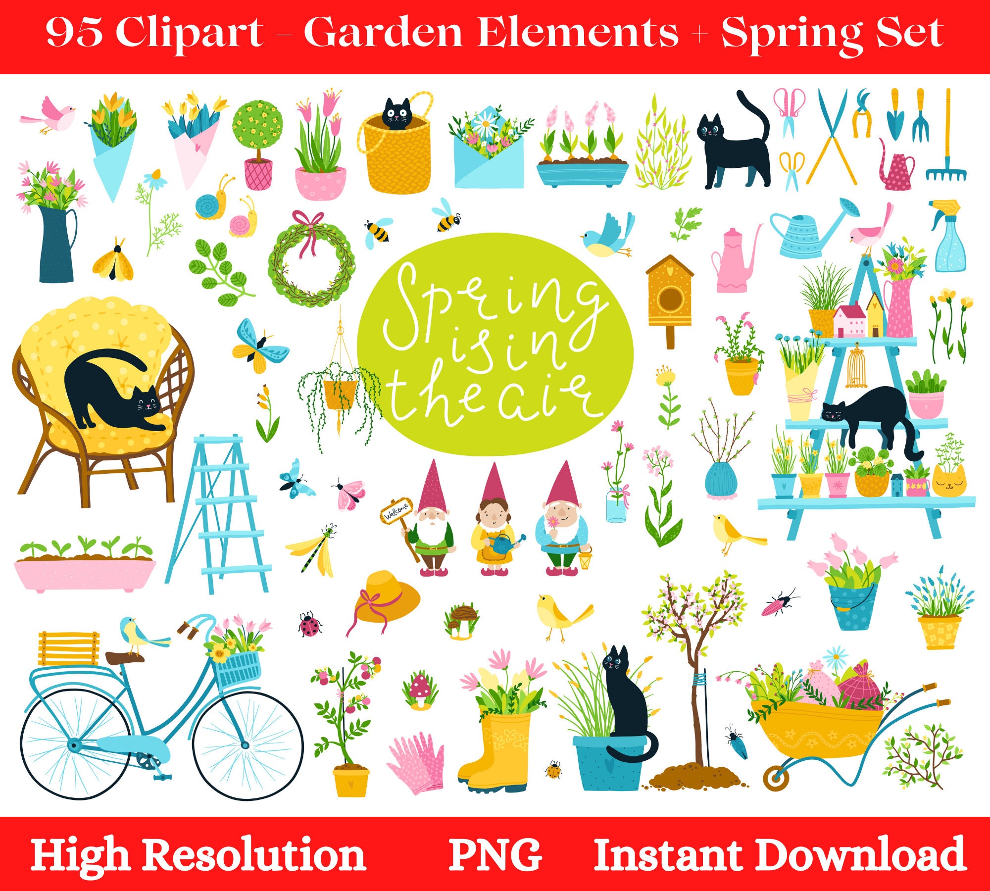 GARDEN Clipart Spring Clipart Flowers Graphics SVG - Etsy Australia