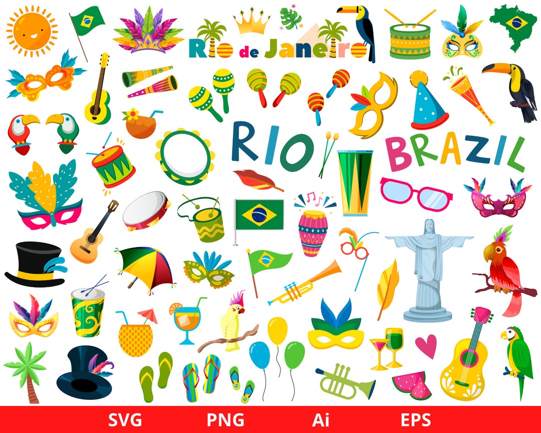 Brazil Clipart Carnival Clipart Rio Clipart Fiesta Clipart - Etsy