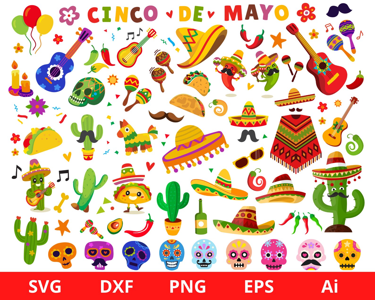 Mexico SVG Cinco De Mayo Svg Bundle Cinco De Mayo Clipart - Etsy