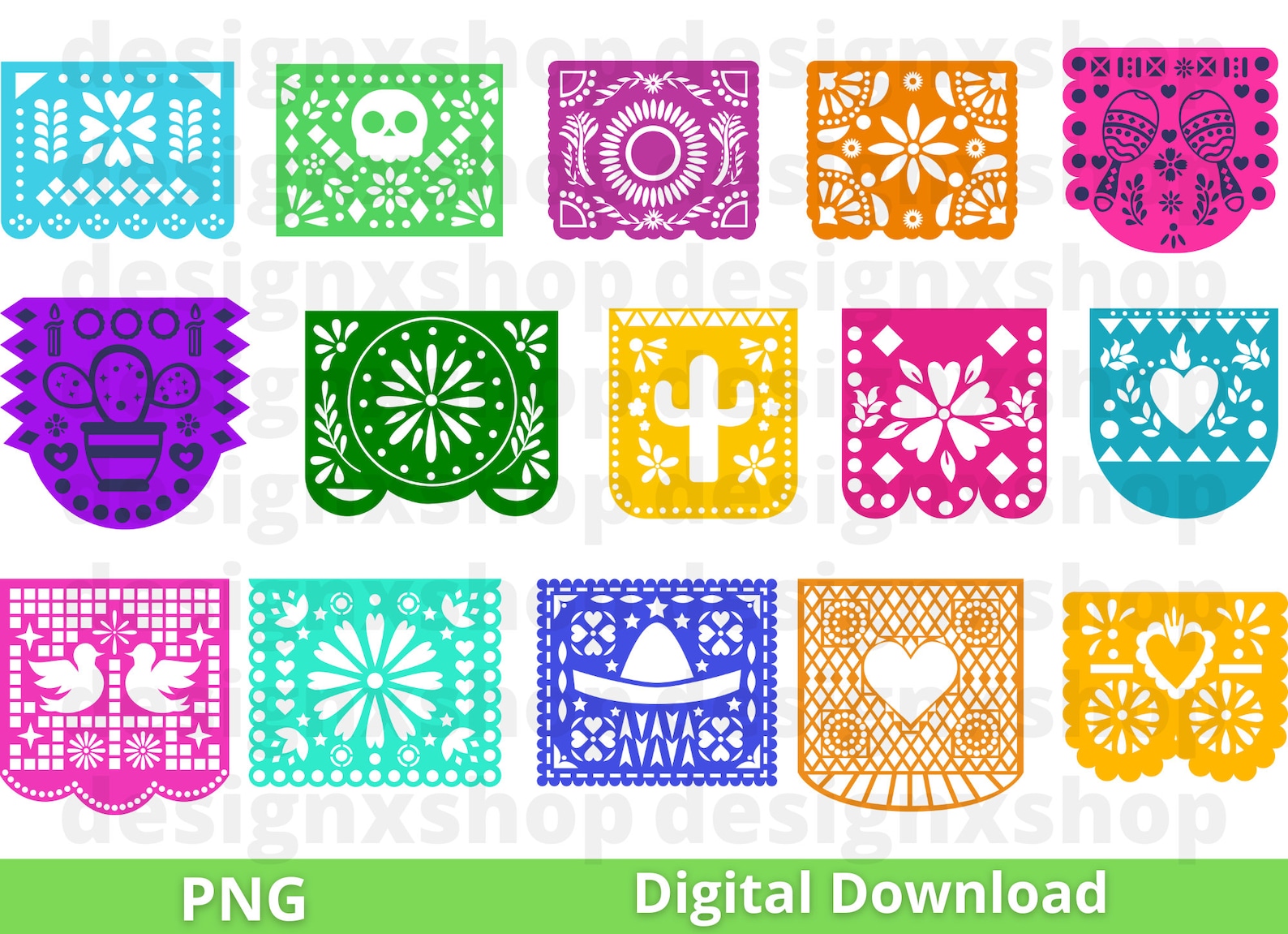 Papel Picado Svg Bundle | Papel Picado Png | Mexican Clipart | Cinco De ...