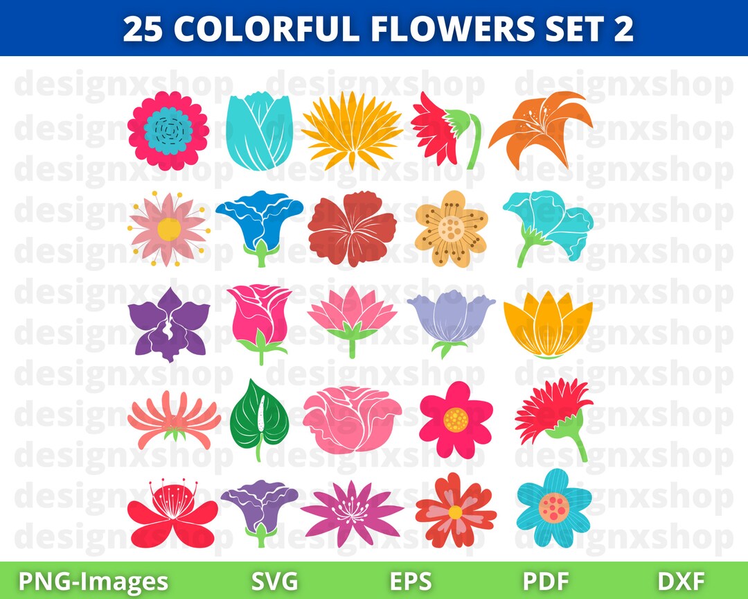 Cute Flower Svg Bundle, Flat Flowers Clipart, Gardening Flower Svg ...