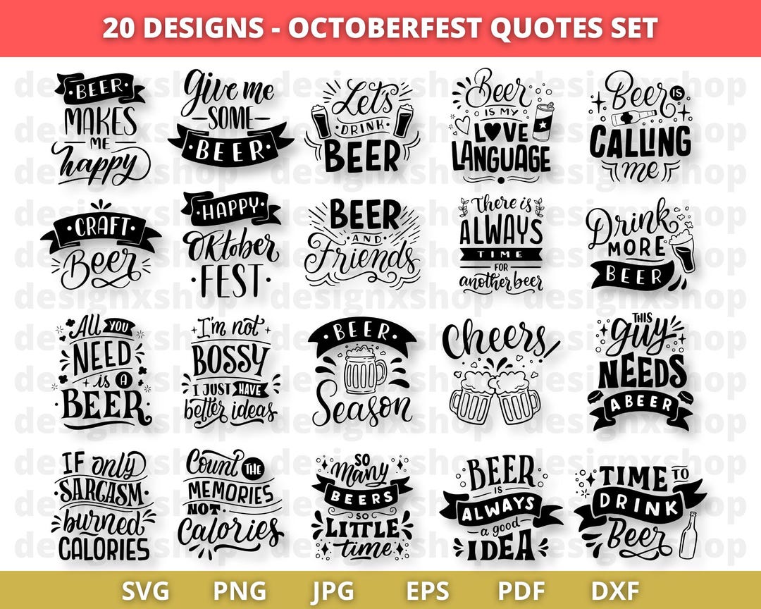 Oktoberfest Beer Quotes SVG Bundle: Dad Shirt Designs (digital Download ...